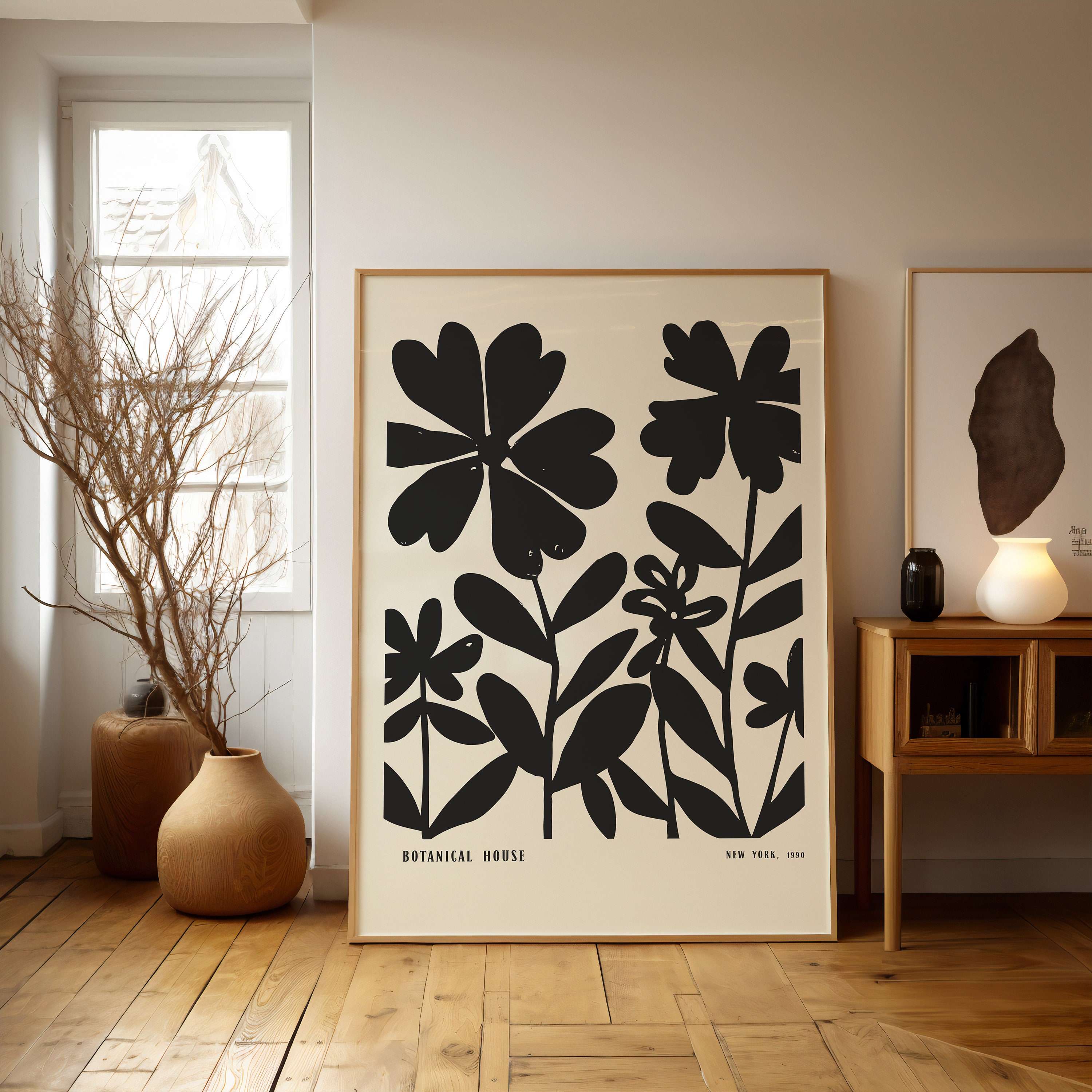 Classic Monotone Botanical House Matisse Inspired Print, Modern ...