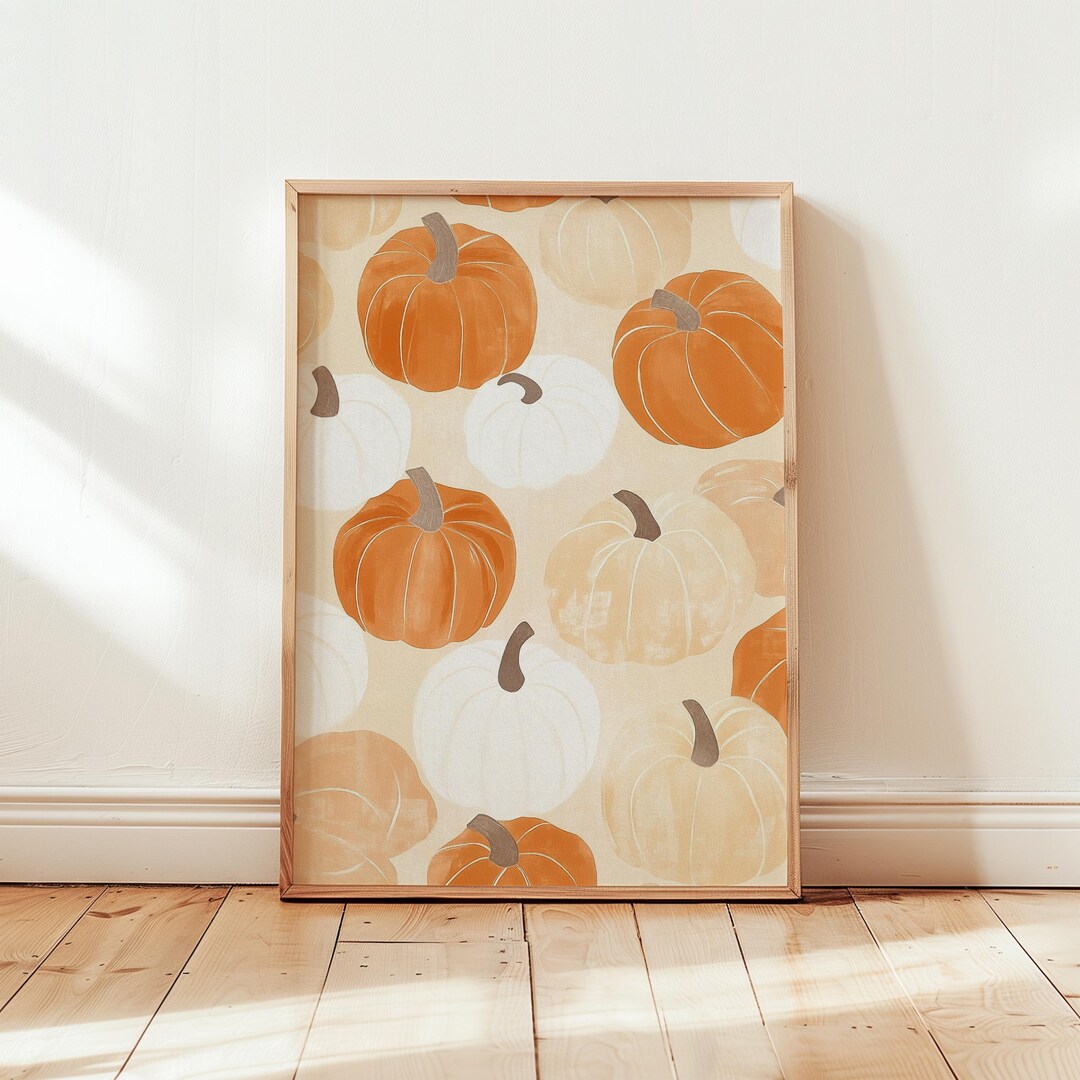 Minimal Pumpkin Wall Art, Pumpkin Watercolour Painting, Fall Poster ...