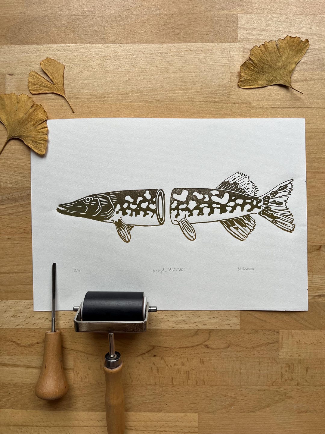 Graphics Linocut Pike Pike Linocut Fish Original Art - Etsy