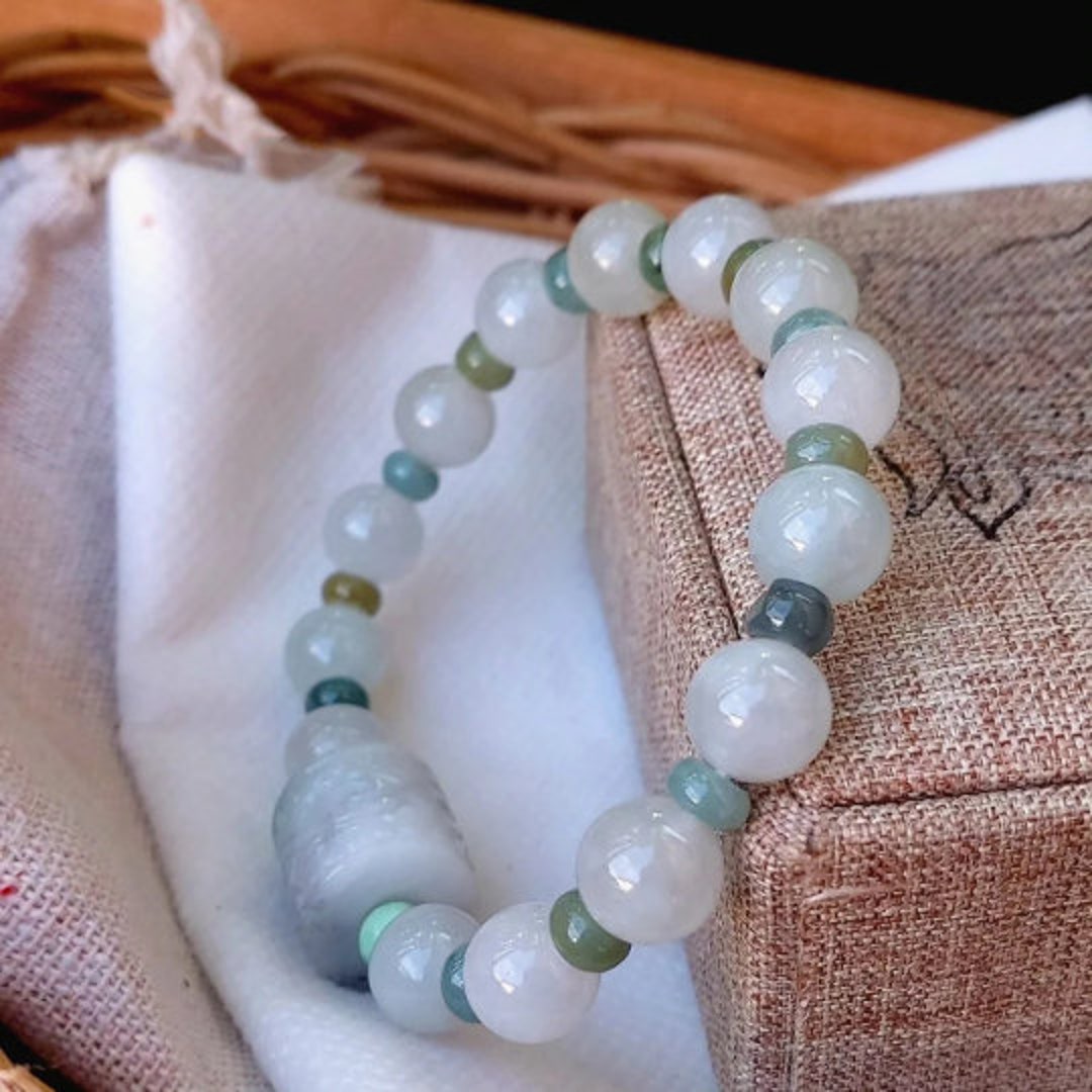 Burmese Jade Bracelet Clear and Juicy Natural Jadeite Type-a White Jade ...
