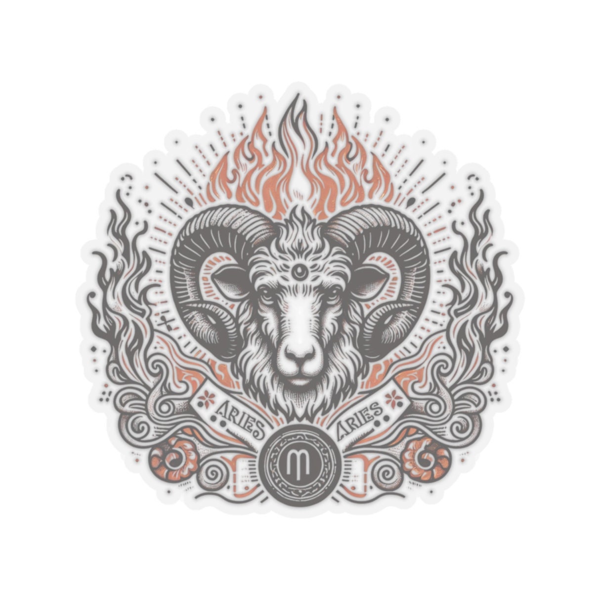 Zodiac Aries Sign Holographic Sticker Cute Vintage Aries Astrology Sign ...