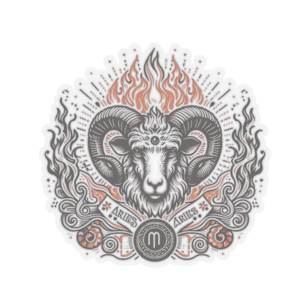 Zodiac Aries Sign Holographic Sticker Cute Vintage Aries Astrology Sign ...