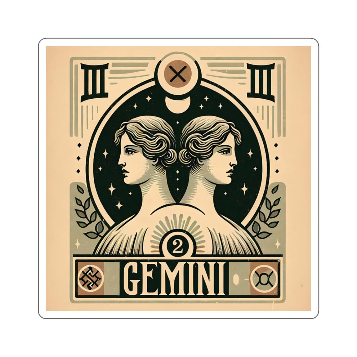 Gemini Zodiac Sign Sticker Celestial Sticker Cute Retro Vintage Gemini ...