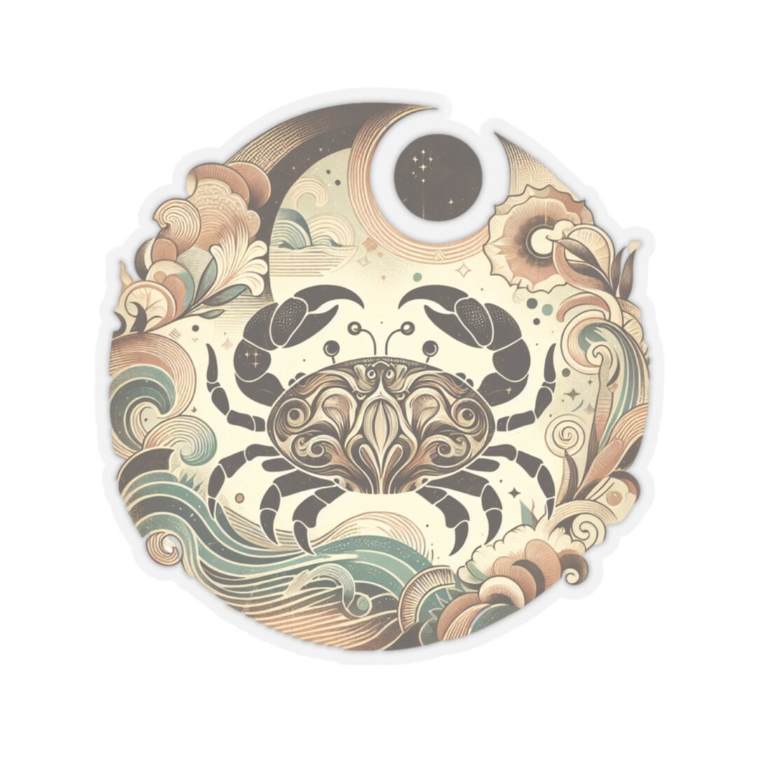 Zodiac Cancer Sign Sticker Cute Retro Vintage Cancer Astrology Sign ...