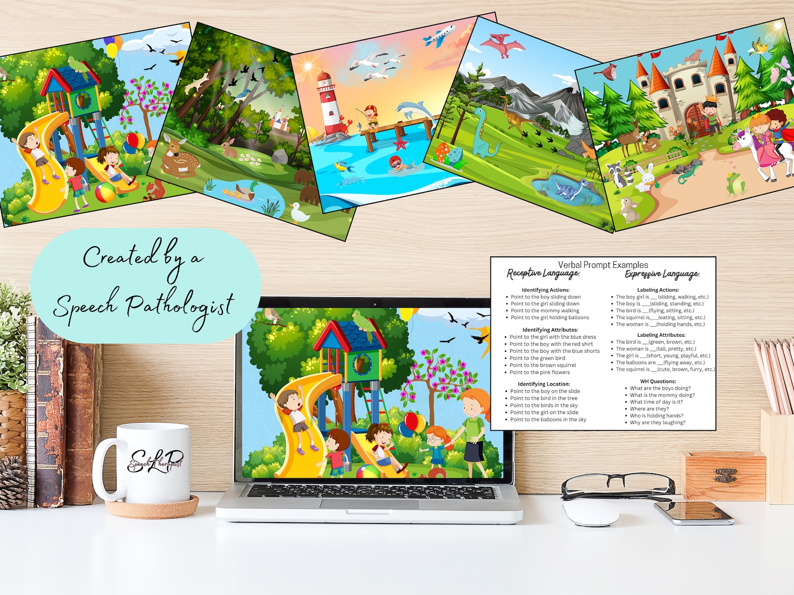 10 Speech Therapy Picture Scene Printouts, Speech Materials, Therapy ...