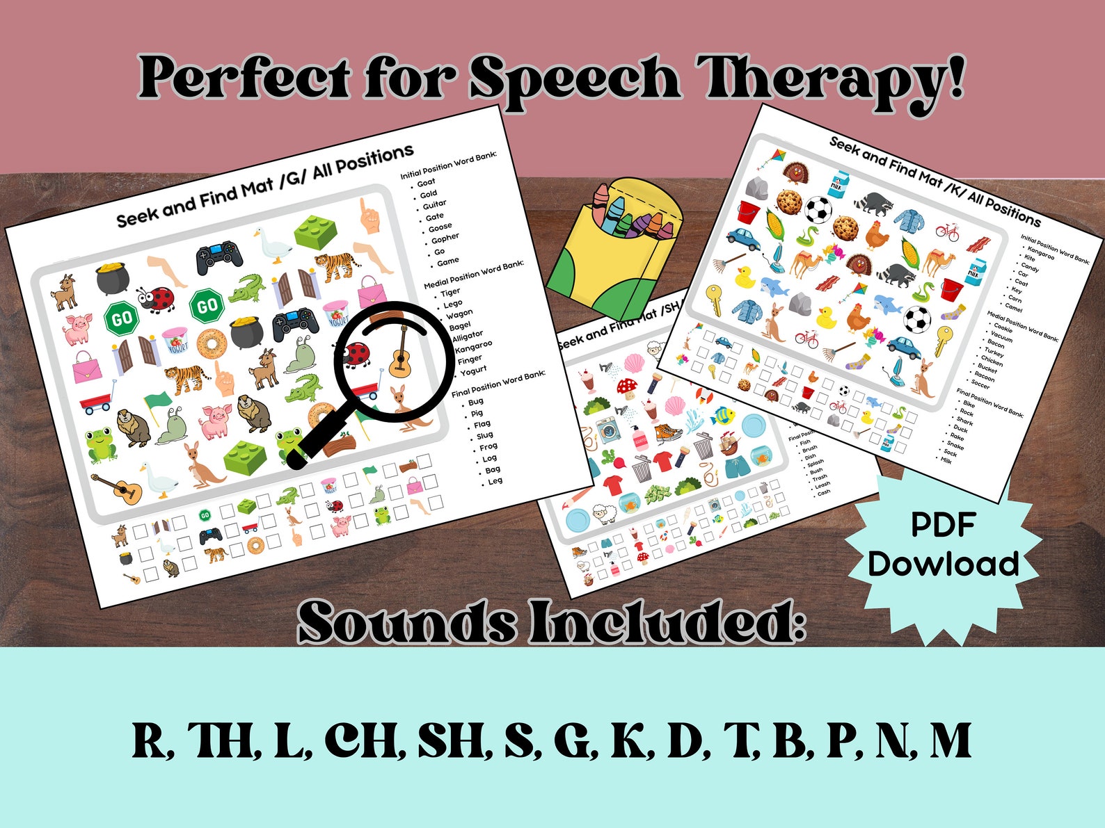 96 Articulation Speech Therapy Activity Bundle, Visual Cue Cards, Seek ...