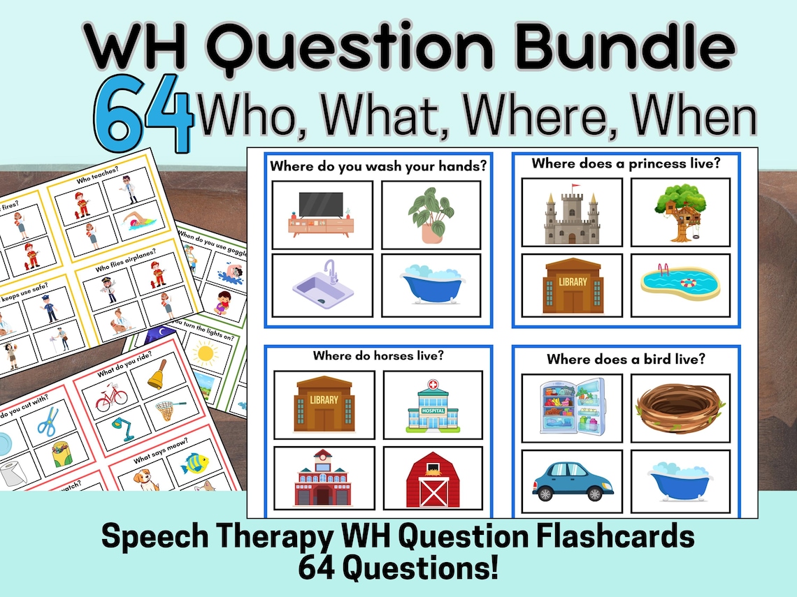 WH Question Cards Printables, Multiple Choice, Speech Therapy, ABA ...