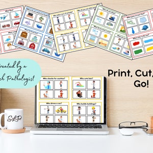 WH Question Cards Printables, Multiple Choice, Speech Therapy, ABA ...