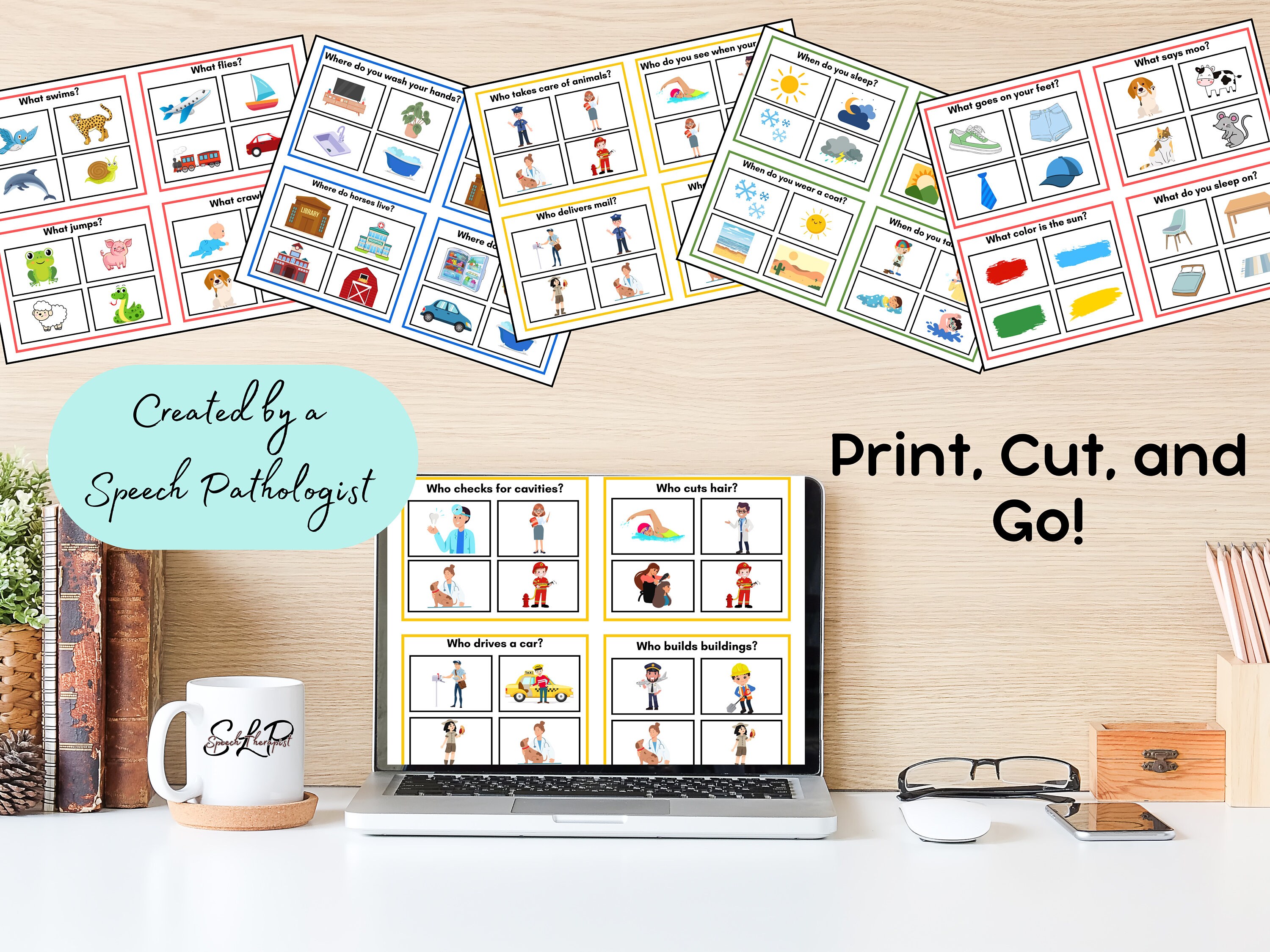 WH Question Cards Printables, Multiple Choice, Speech Therapy, ABA ...