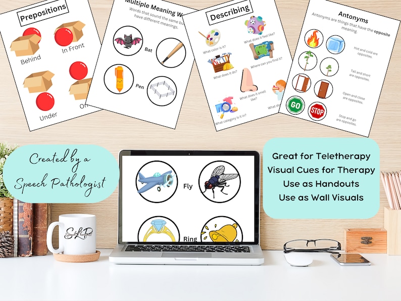 25 Speech Language Therapy Printouts, Picture Scenes, Language Concept ...