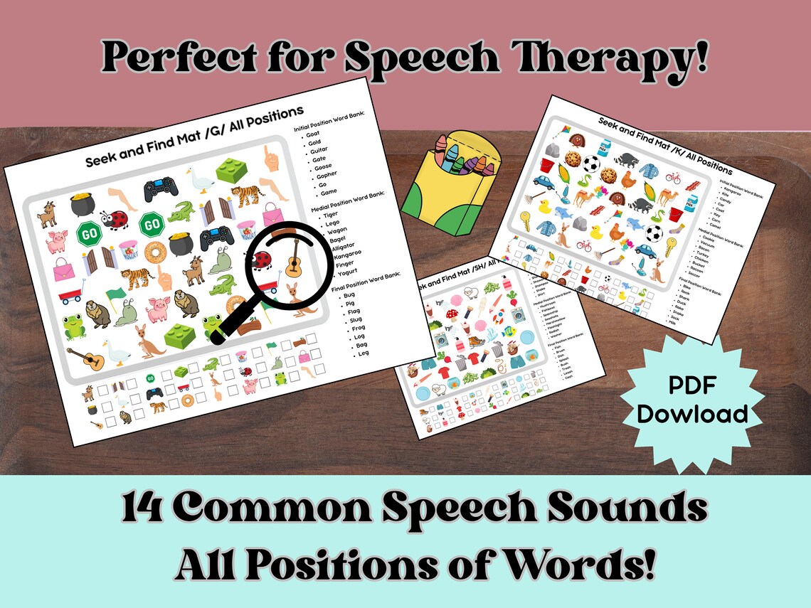 Articulation Therapy Picture Search Printable, Speech Therapy Activity ...
