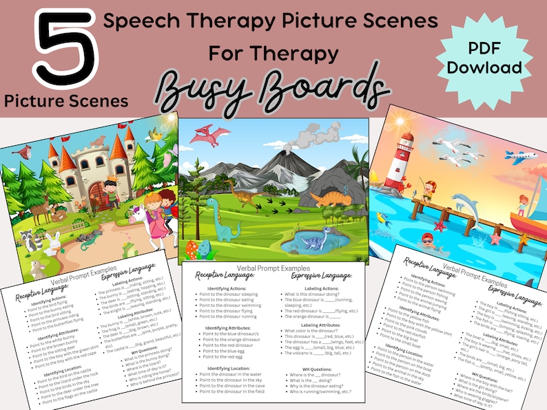10 Speech Therapy Picture Scene Printouts, Speech Materials, Therapy ...