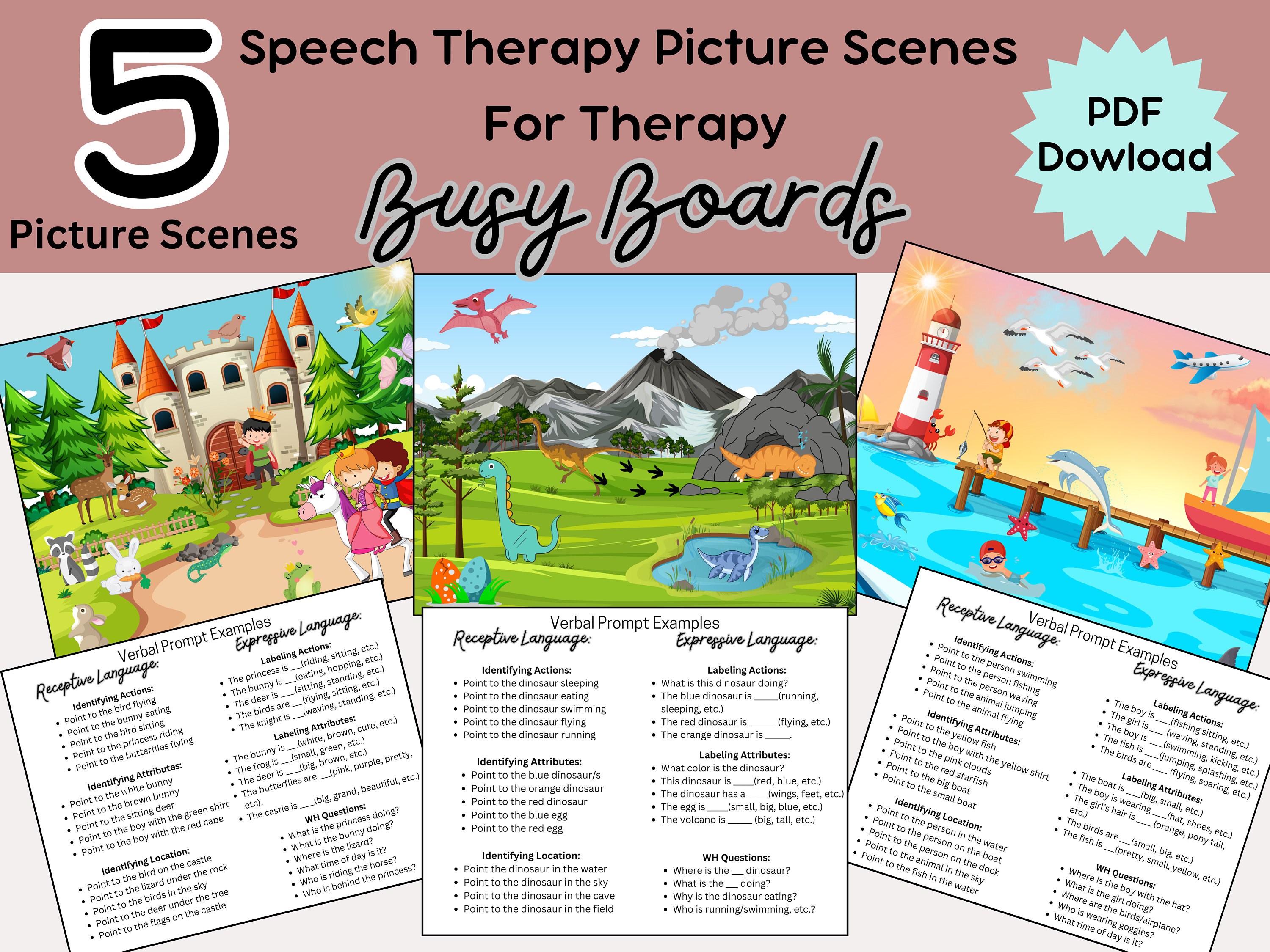 10 Speech Therapy Picture Scene Printouts, Speech Materials, Therapy ...