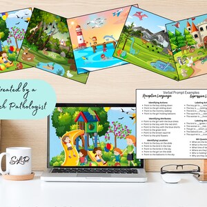 25 Speech Language Therapy Printouts, Picture Scenes, Language Concept ...