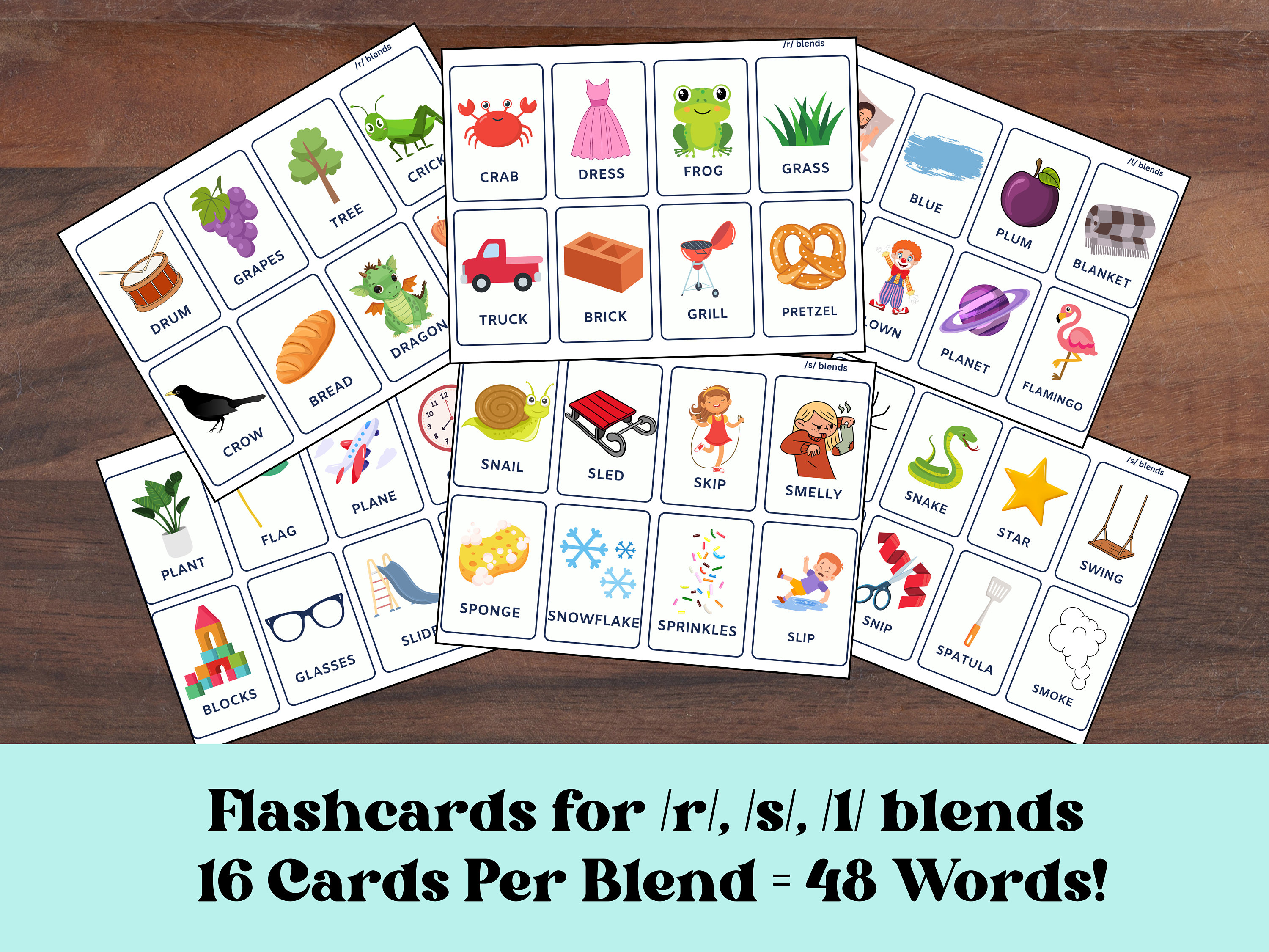 48 Speech Sound Blends, R, S, L Blends Speech Therapy Activity ...