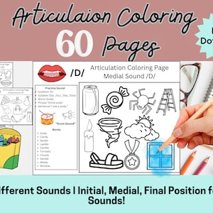 60 Articulation Coloring Pages, Speech Therapy Materials, Speech Sounds ...