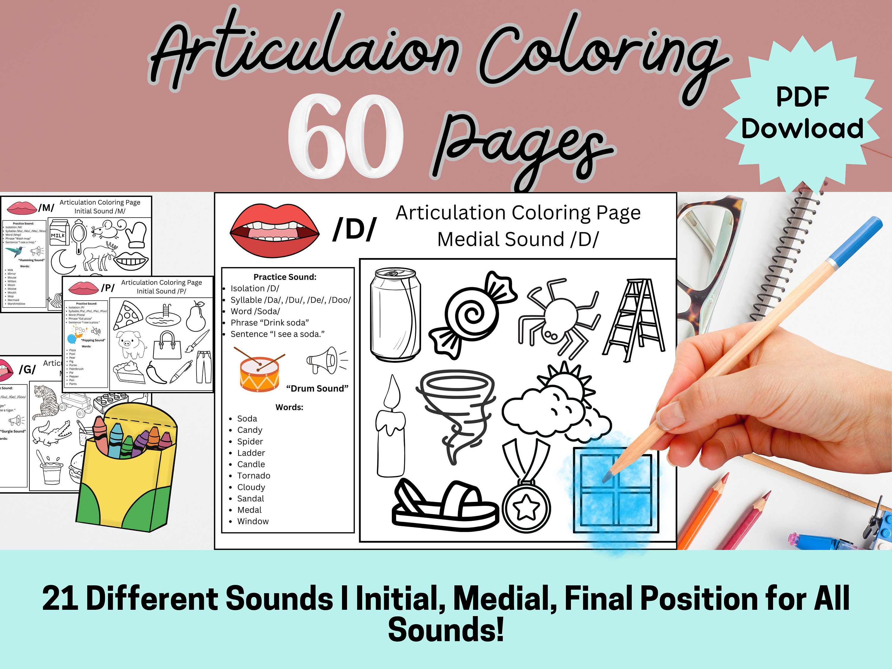 Articulation Coloring Pages, Speech Therapy Materials, Speech Sounds ...