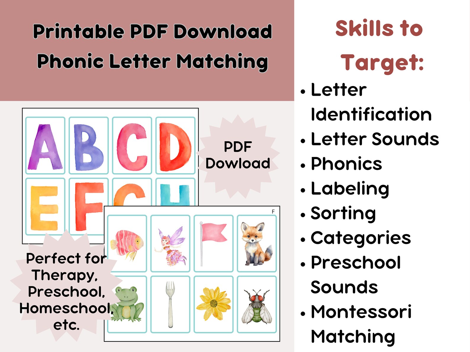 200 Preschool Letter Sound Matching, Phonics Alphabet, Beginning Sound ...