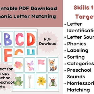 200 Preschool Letter Sound Matching, Phonics Alphabet, Beginning Sound ...