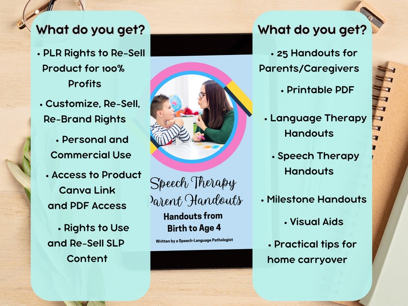 25 PLR Speech Therapy Parent Handouts, Re-sell Rights, Canva Editable ...