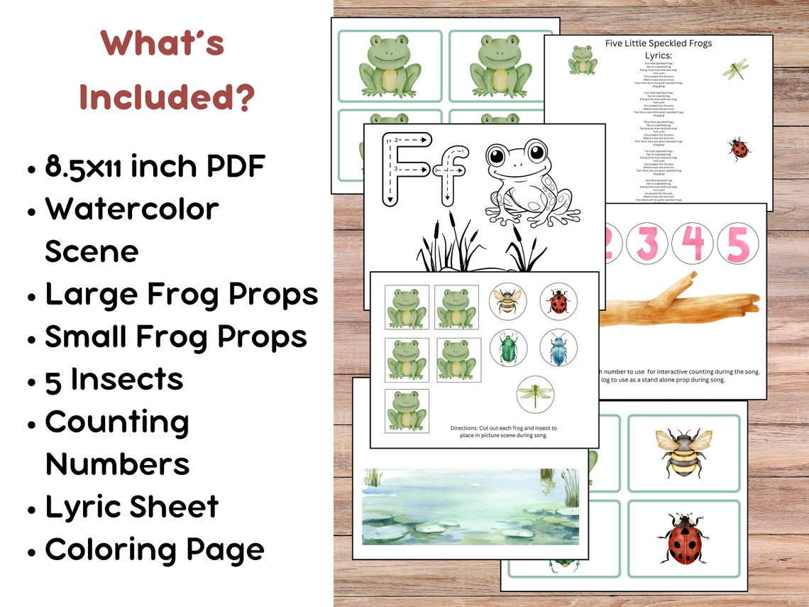 Five Little Speckled Frogs Sing Along Prop, PDF Printable, Speech ...
