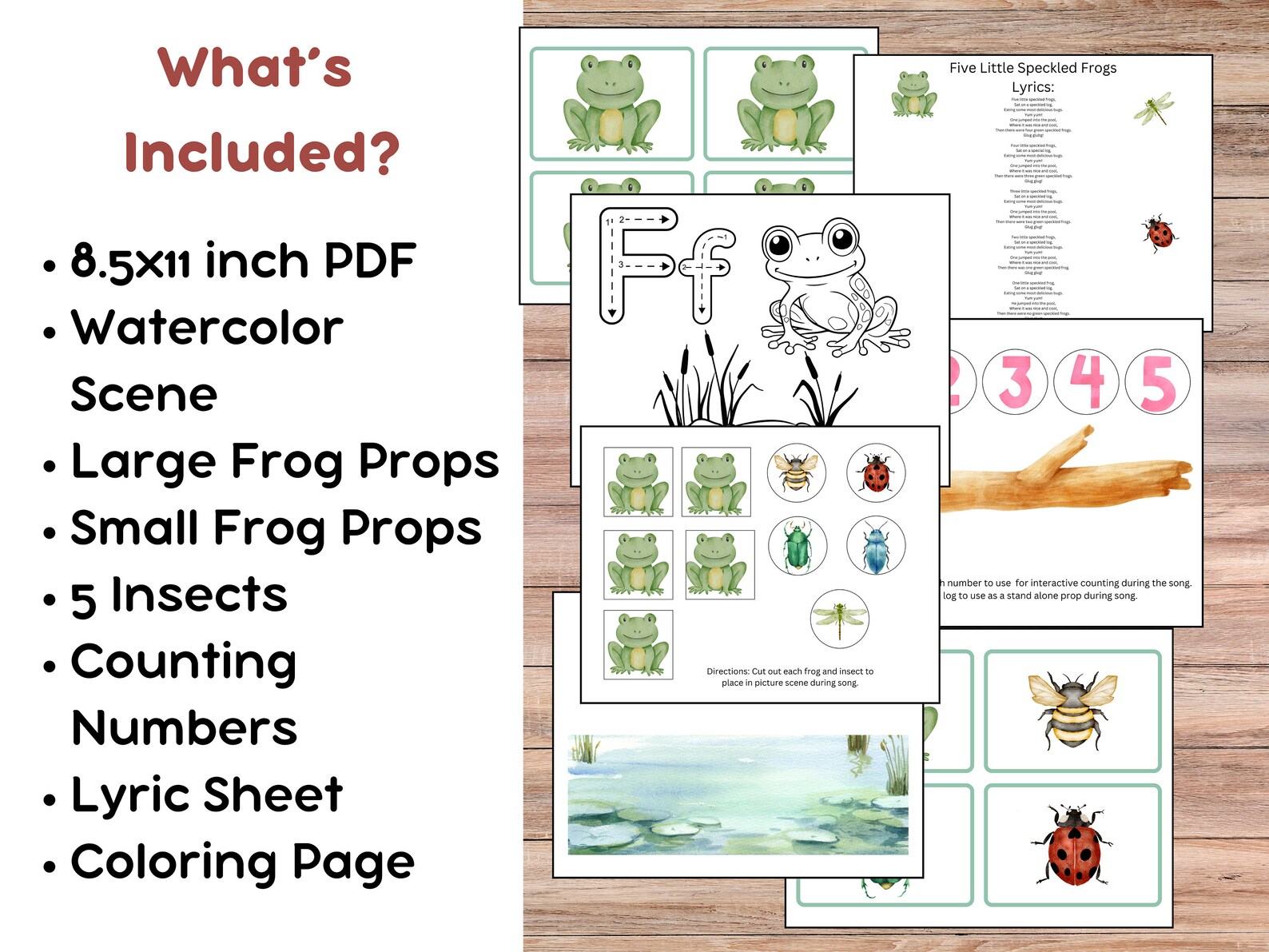 Five Little Speckled Frogs Sing Along Prop, PDF Printable, Speech ...