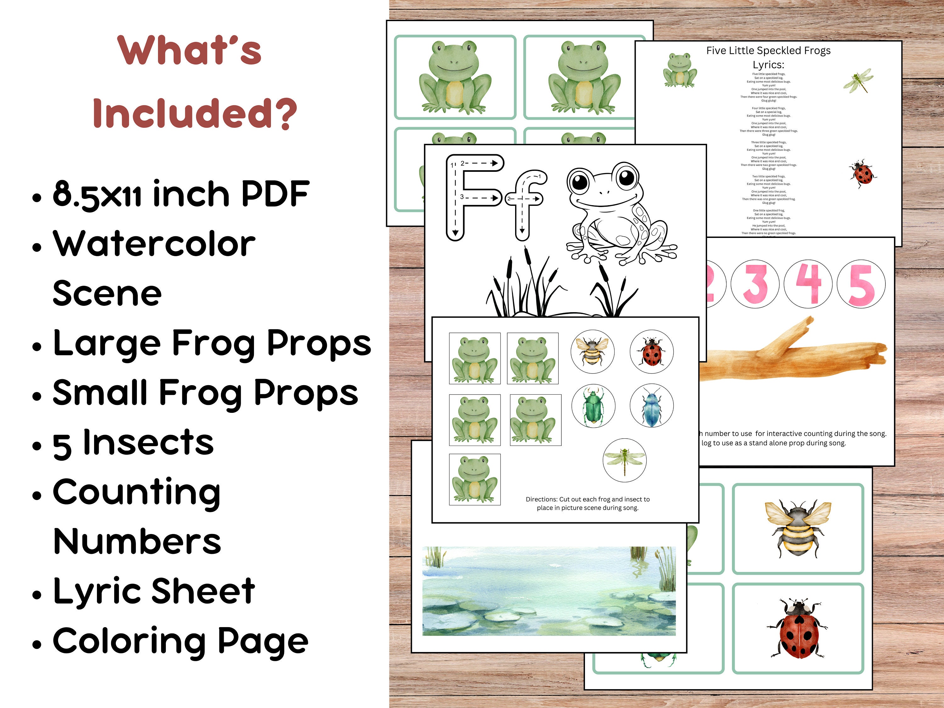 Five Little Speckled Frogs Sing Along Prop, PDF Printable, Speech ...