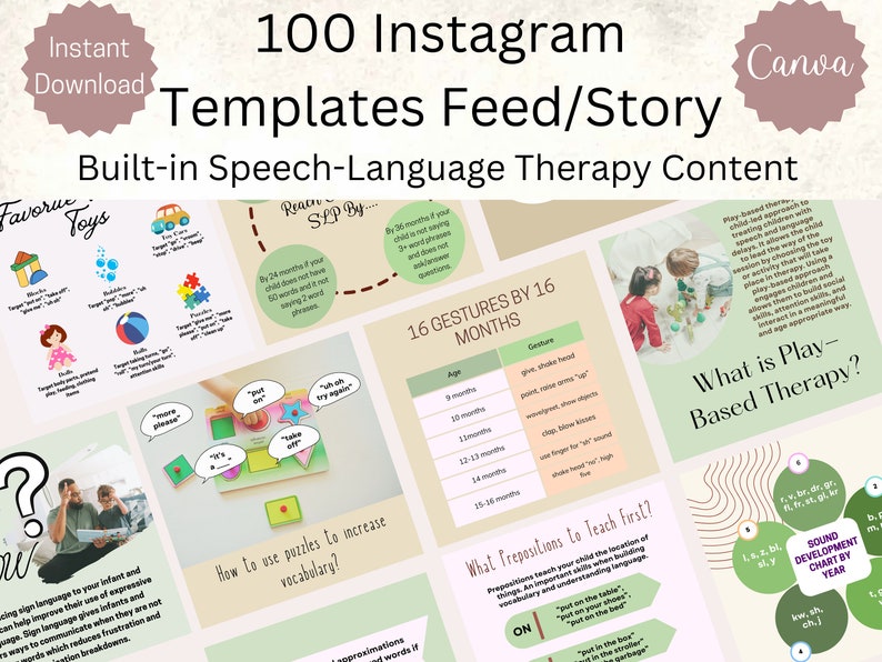 SLP Instagram Feed and Story Templates, Speech Therapy Instagram ...