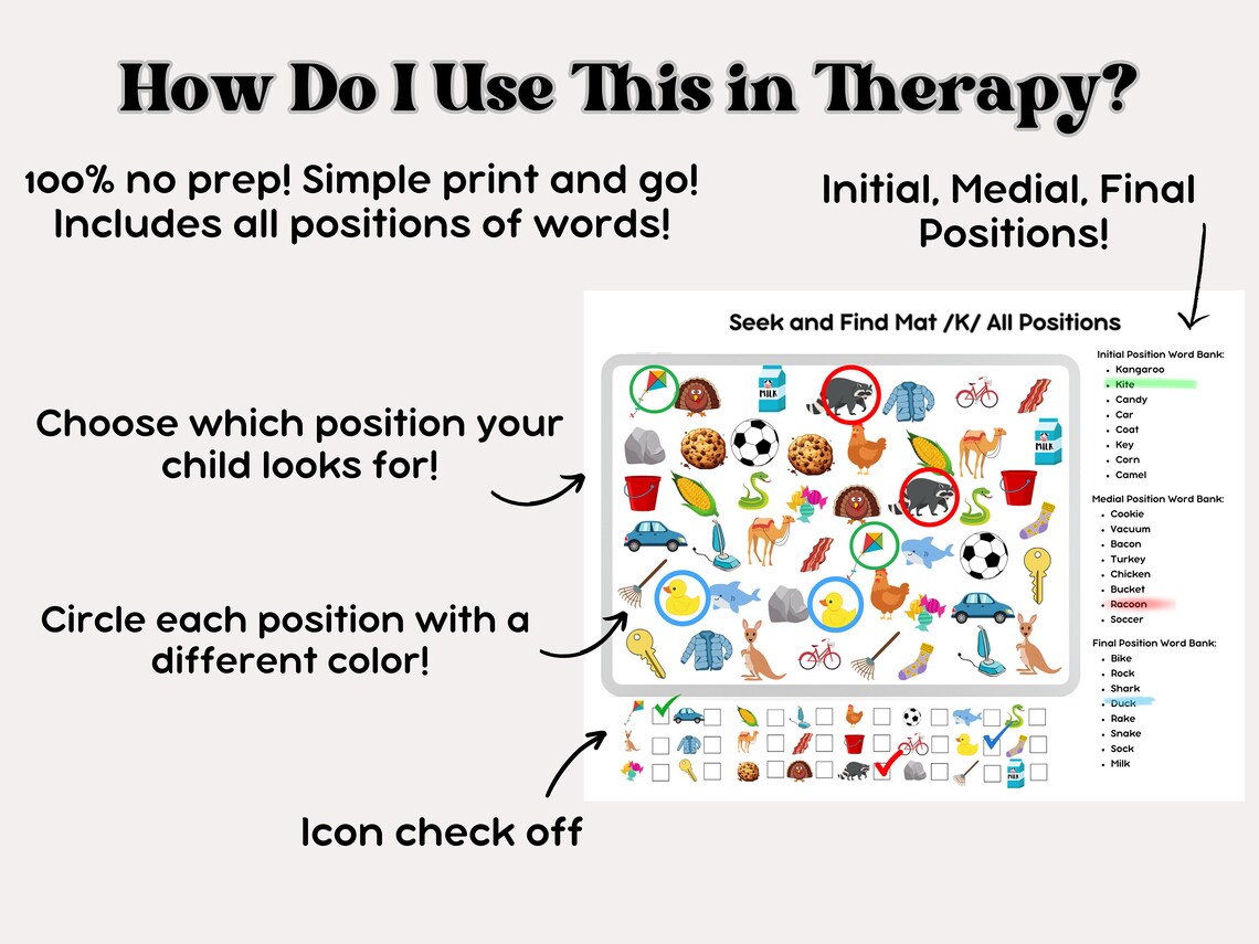 96 Articulation Speech Therapy Activity Bundle, Visual Cue Cards, Seek ...