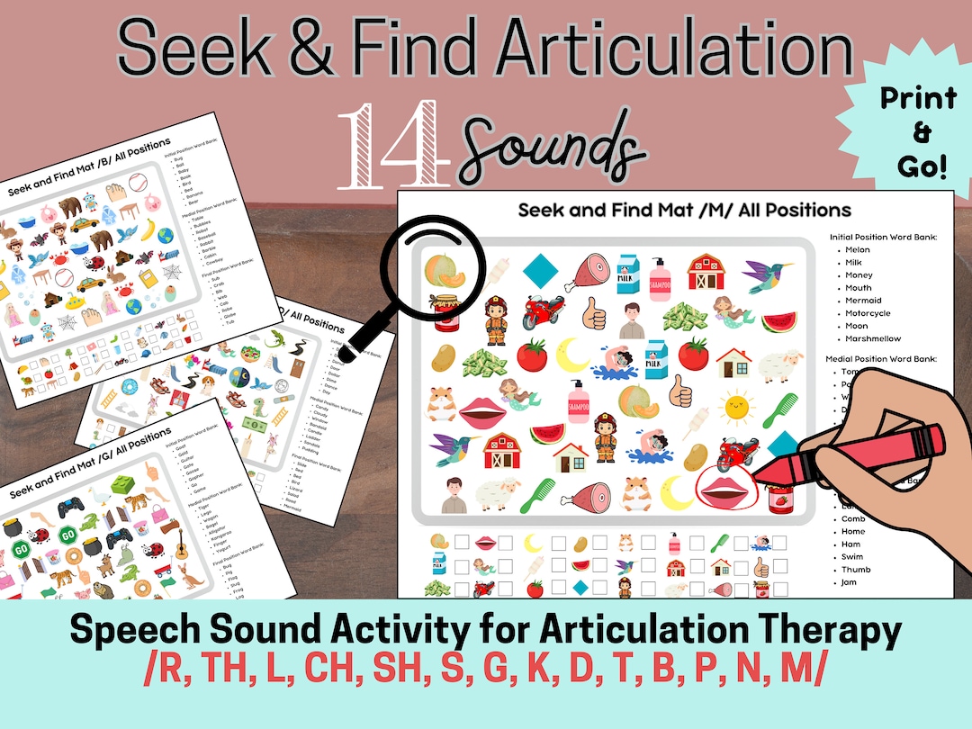 Articulation Therapy Picture Search Printable, Speech Therapy Activity ...