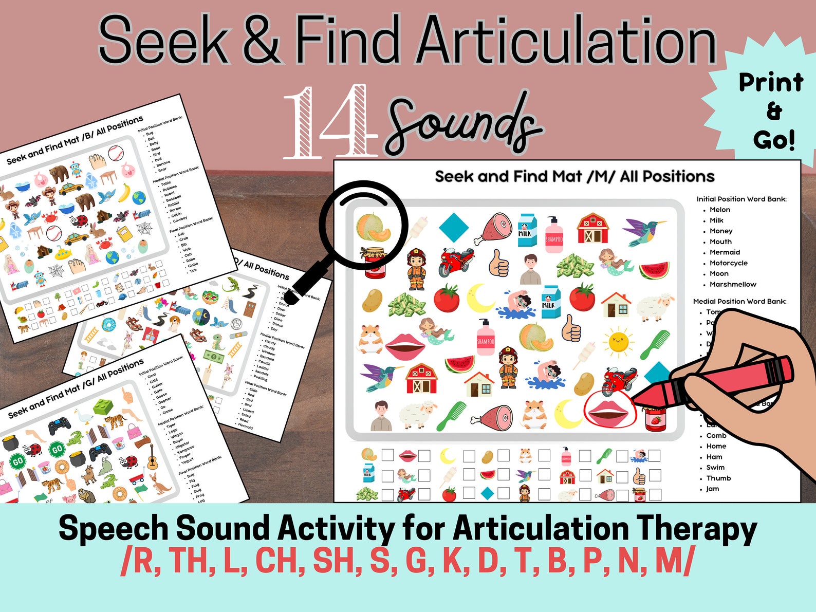 Articulation Therapy Picture Search Printable, Speech Therapy Activity ...