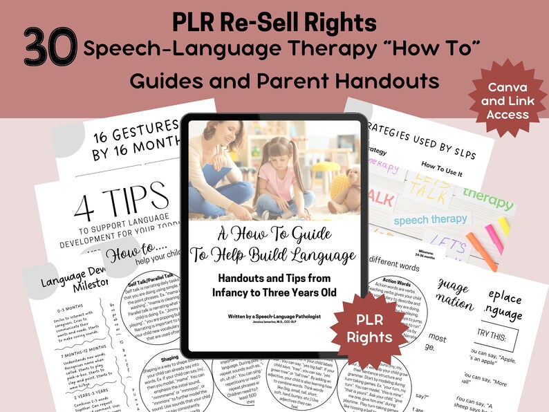 PLR Speech Therapy Ebook Speech Prints Parent Handouts - Etsy