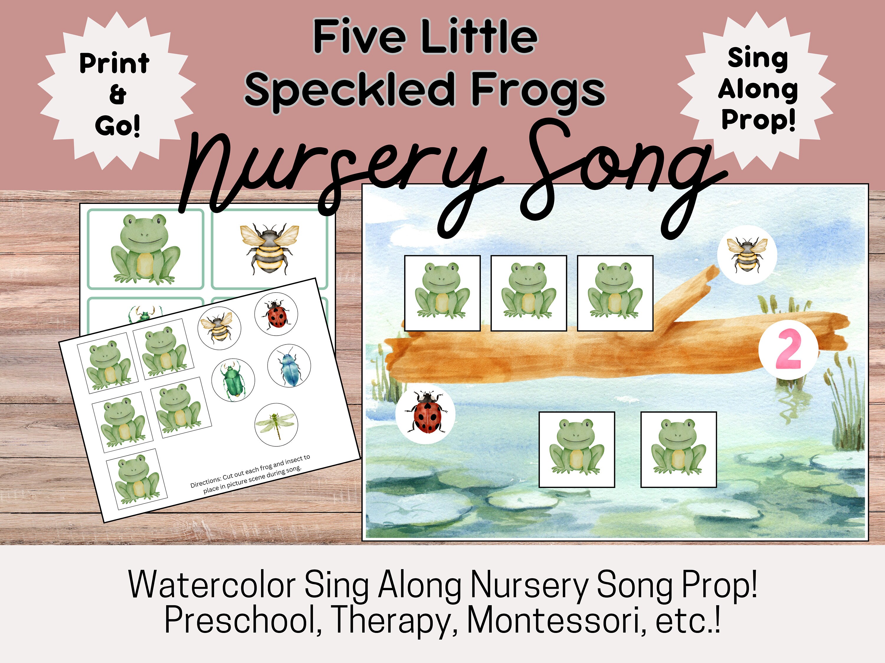 Five Little Speckled Frogs Sing Along Prop, PDF Printable, Speech ...