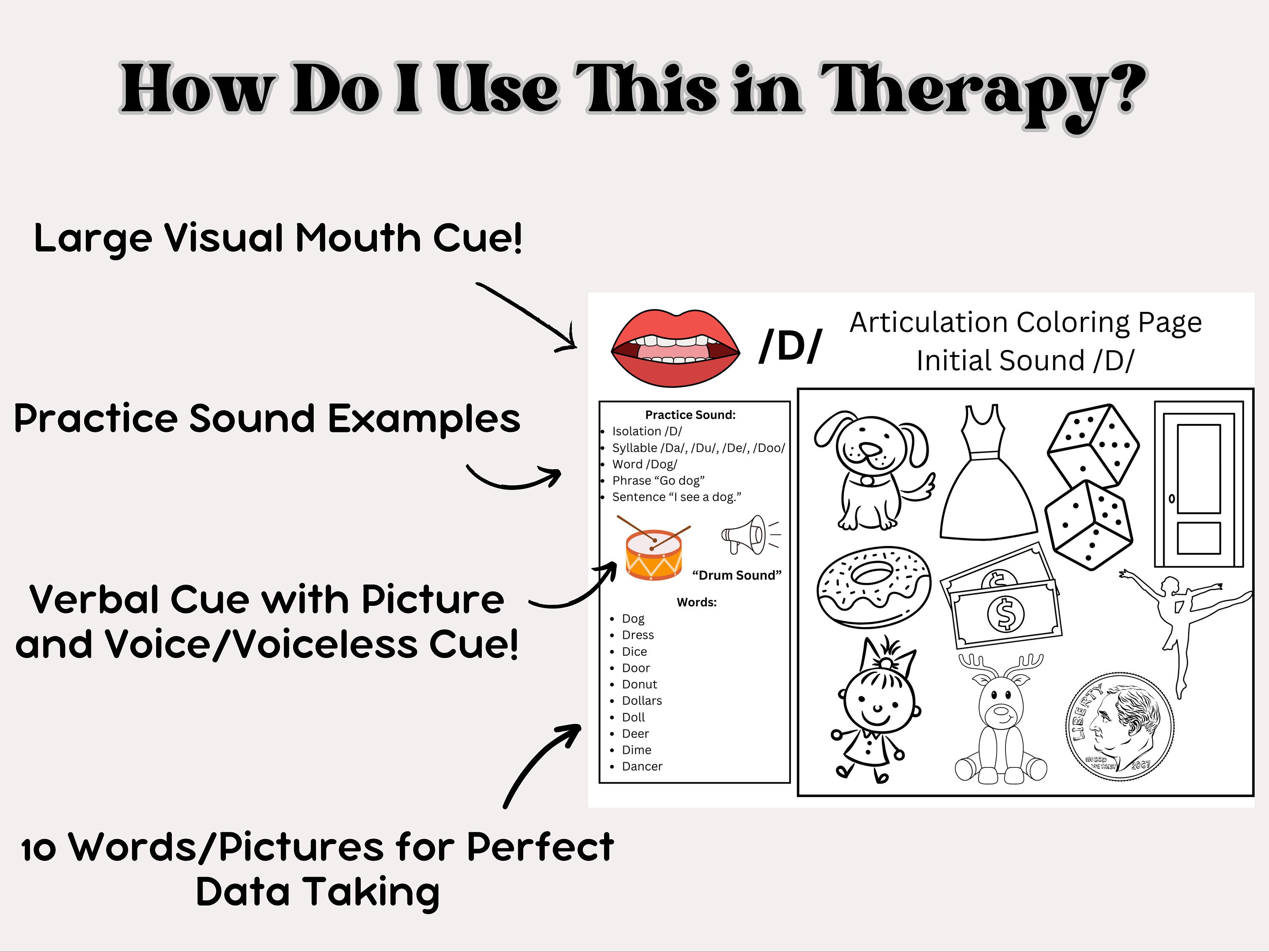 60 Articulation Coloring Pages, Speech Therapy Materials, Speech Sounds ...
