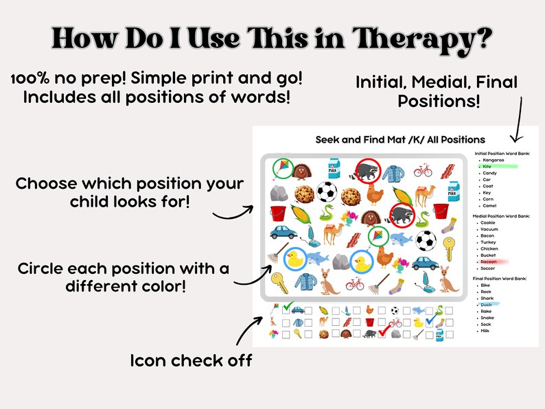 Articulation Therapy Picture Search Printable, Speech Therapy Activity ...