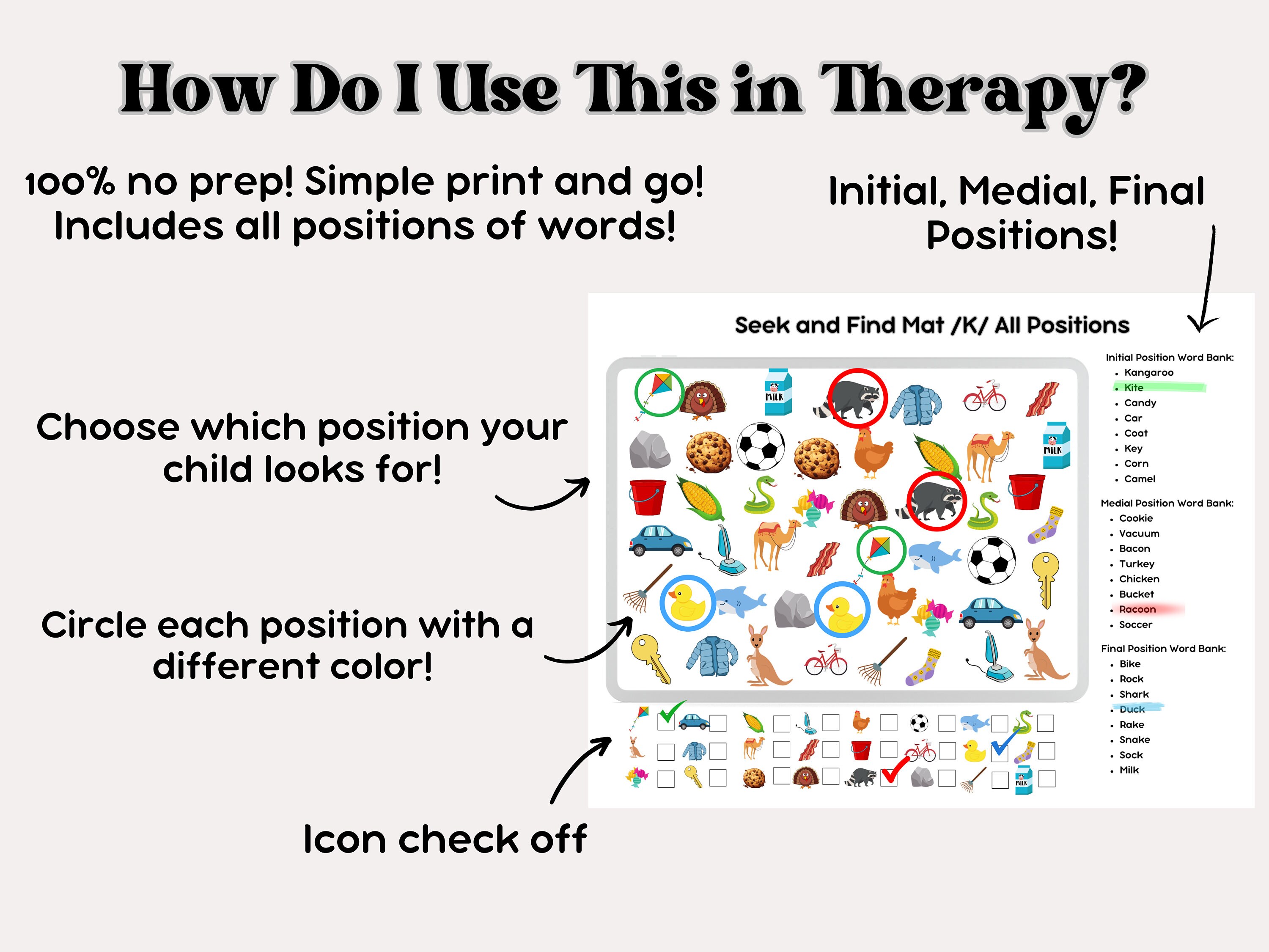 Articulation Therapy Picture Search Printable, Speech Therapy Activity ...