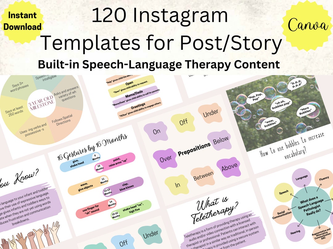 120 Speech Therapy Instagram Templates, Canva Templates, Speech ...