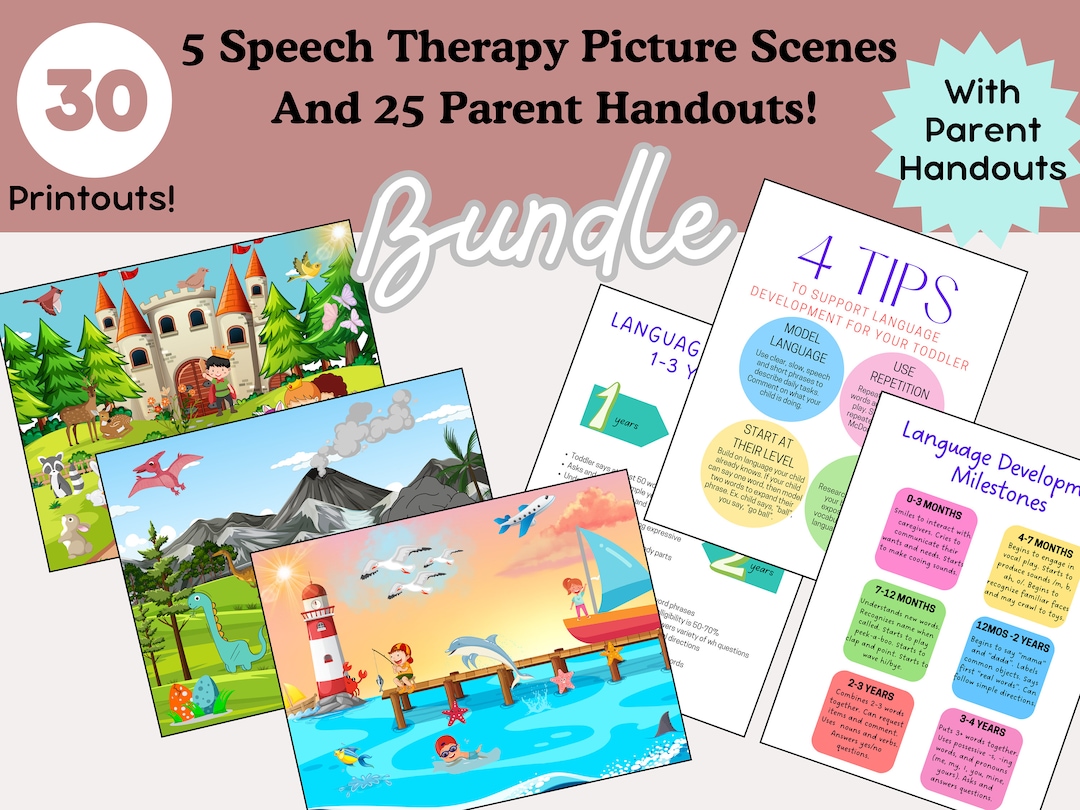 30 Speech Therapy Picture Scenes, Busy Boards for Therapy, Parent ...