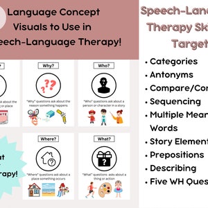 25 Speech Language Therapy Printouts, Picture Scenes, Language Concept ...