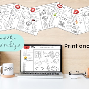 60 Articulation Coloring Pages, Speech Therapy Materials, Speech Sounds ...
