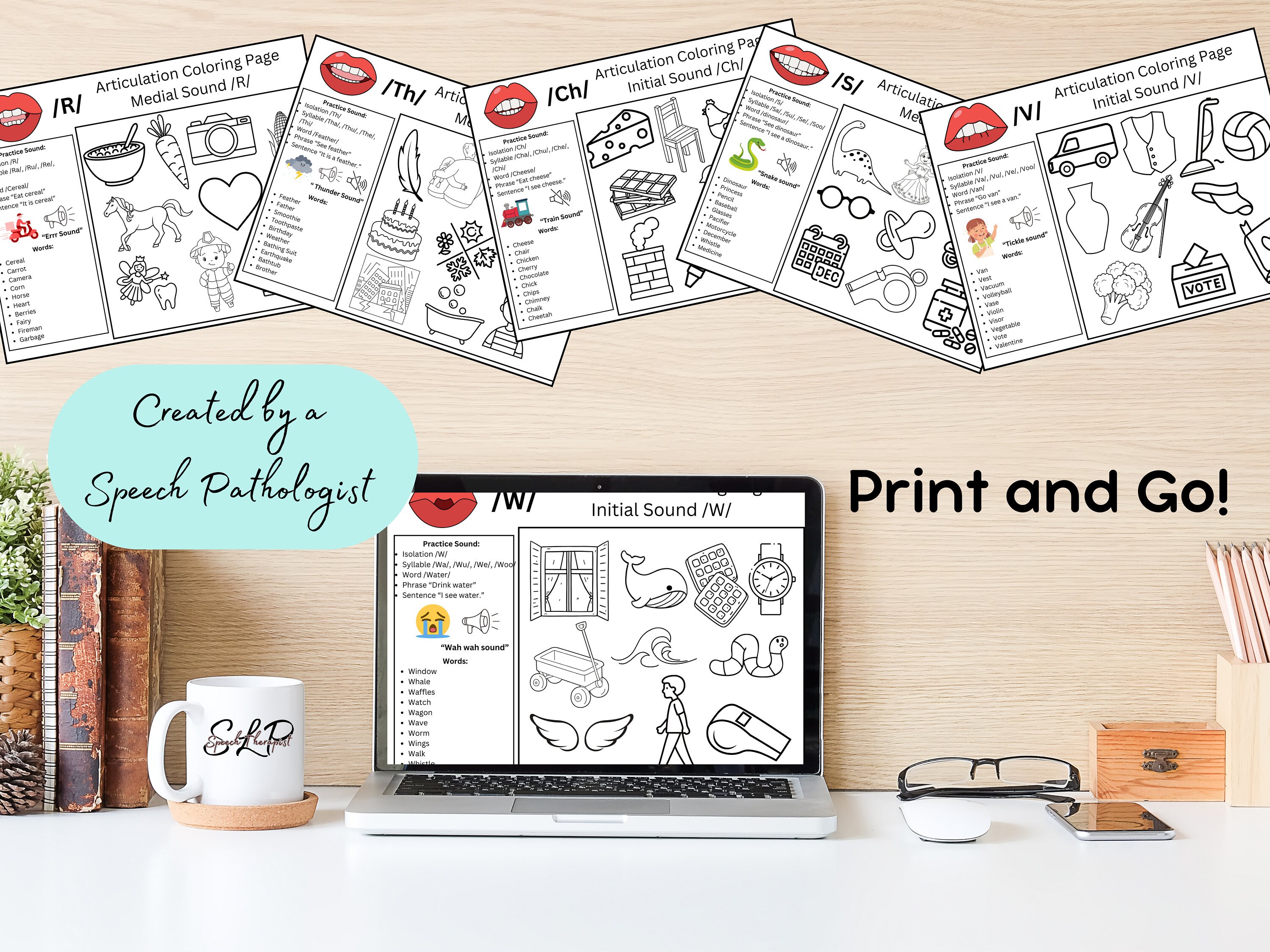 60 Articulation Coloring Pages, Speech Therapy Materials, Speech Sounds ...