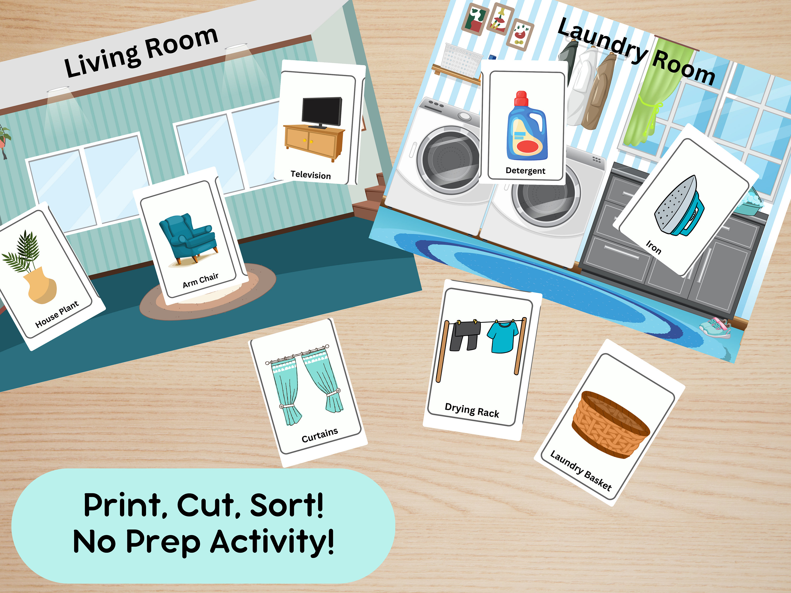 48 Category Matching Picture Scene Mats, Where Questions, Speech ...