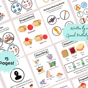 25 Speech Language Therapy Printouts, Picture Scenes, Language Concept ...