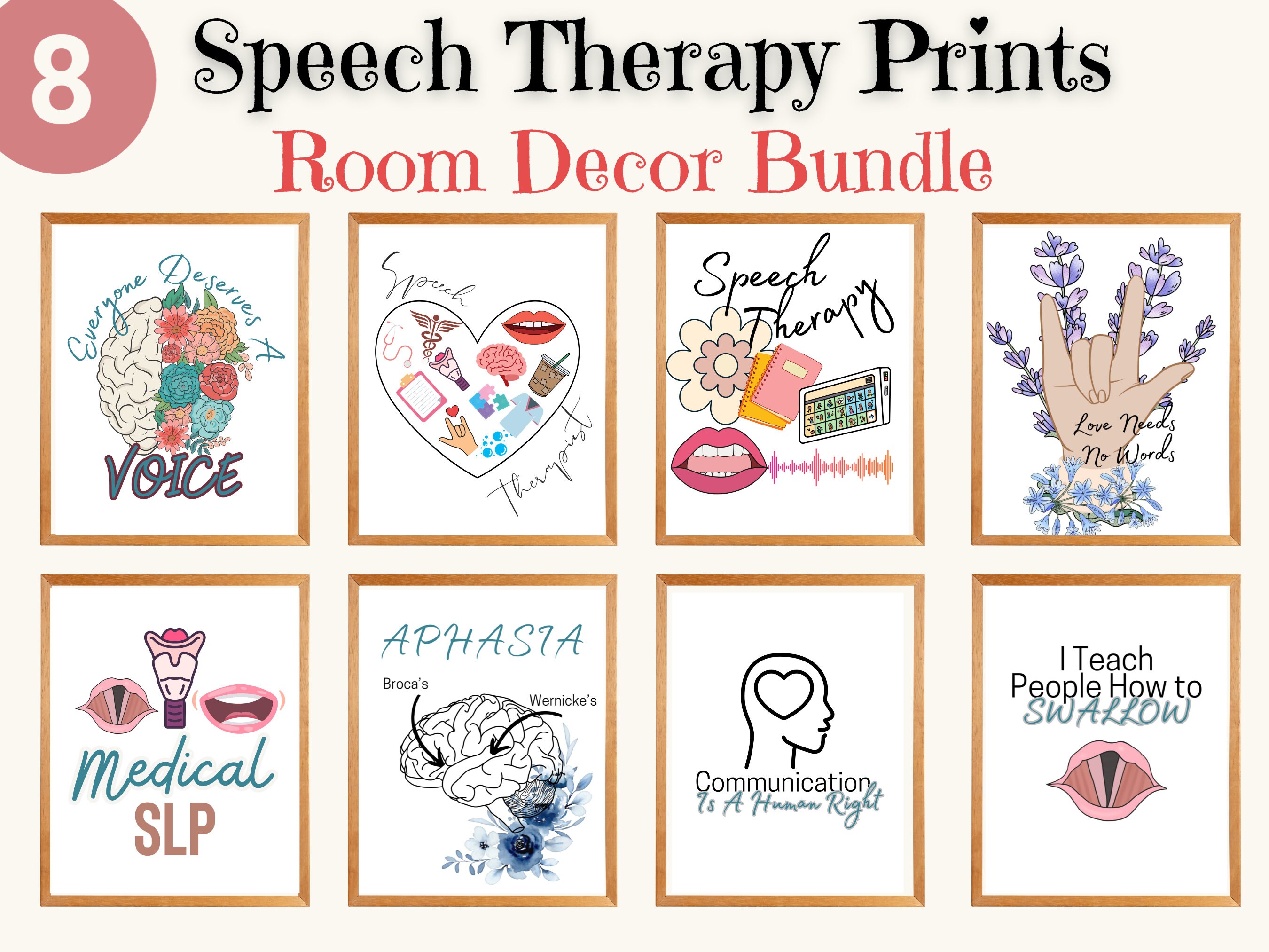 8 Speech Therapy Poster Bundle, Speech Therapy Room Decor, Speech ...
