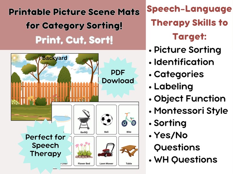 48 Category Matching Picture Scene Mats, Speech Therapy Activity ...