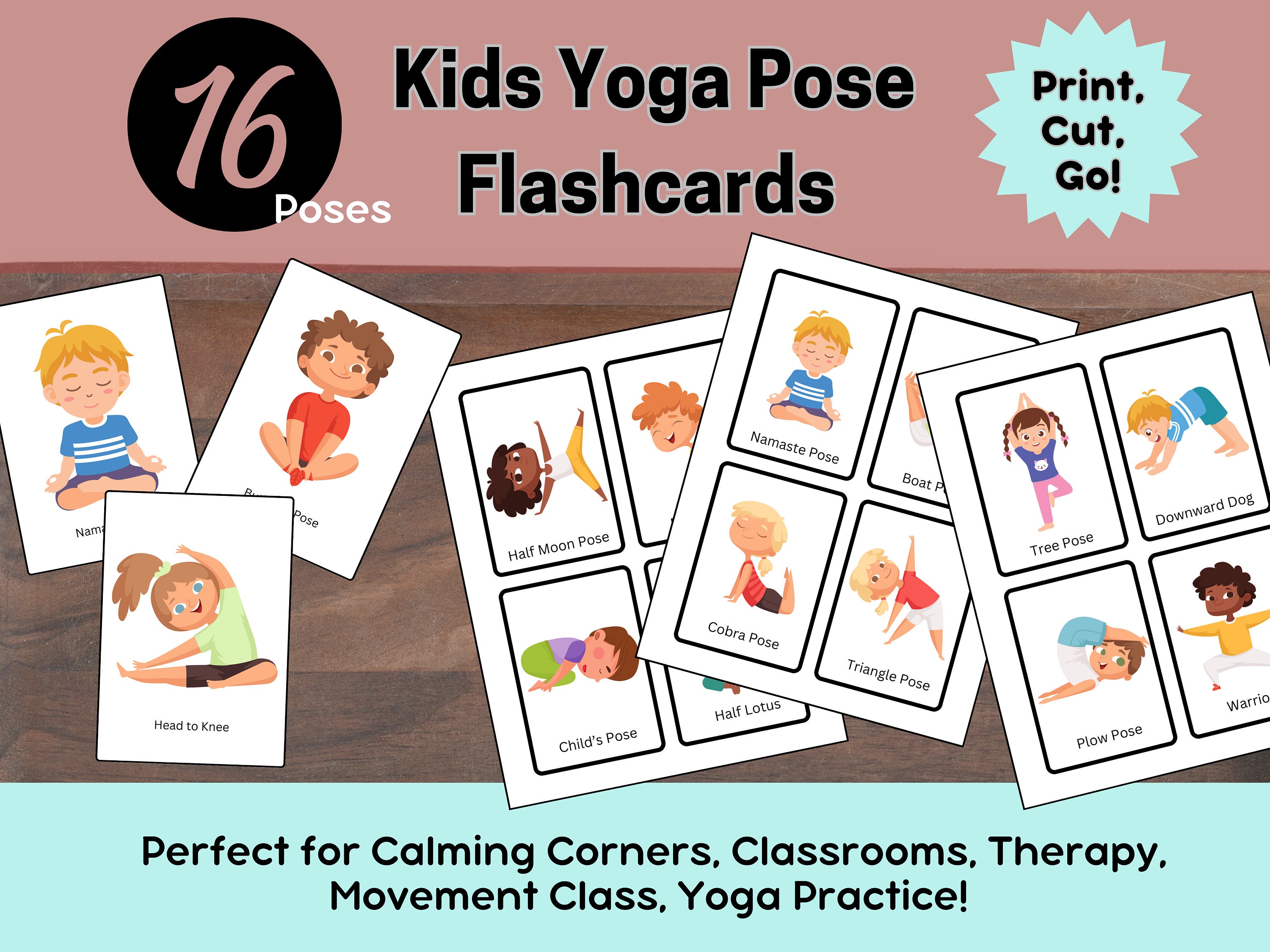 Kids Yoga Cards, Yoga Flashcards, Calming Corner, Kids Movement, Yoga ...