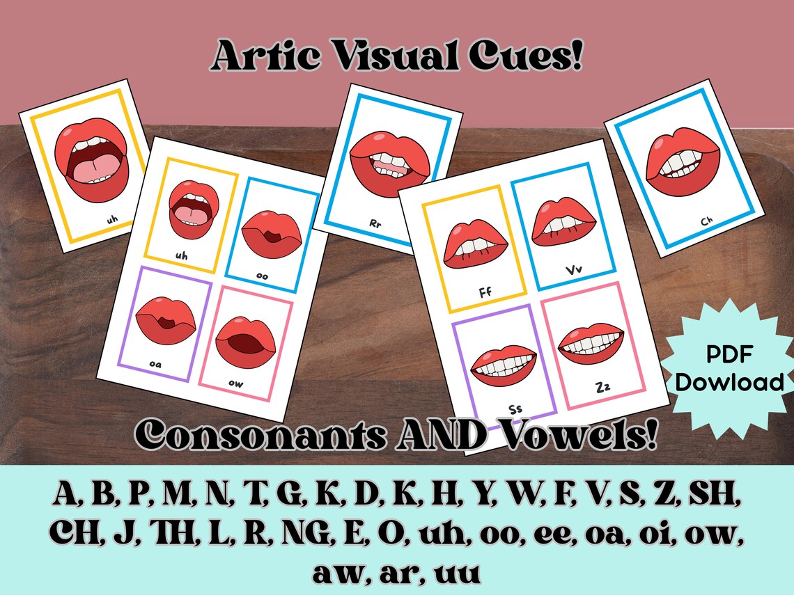 Articulation Cue Cards, Speech Sound Visuals, Mouth Shapes Bundle ...