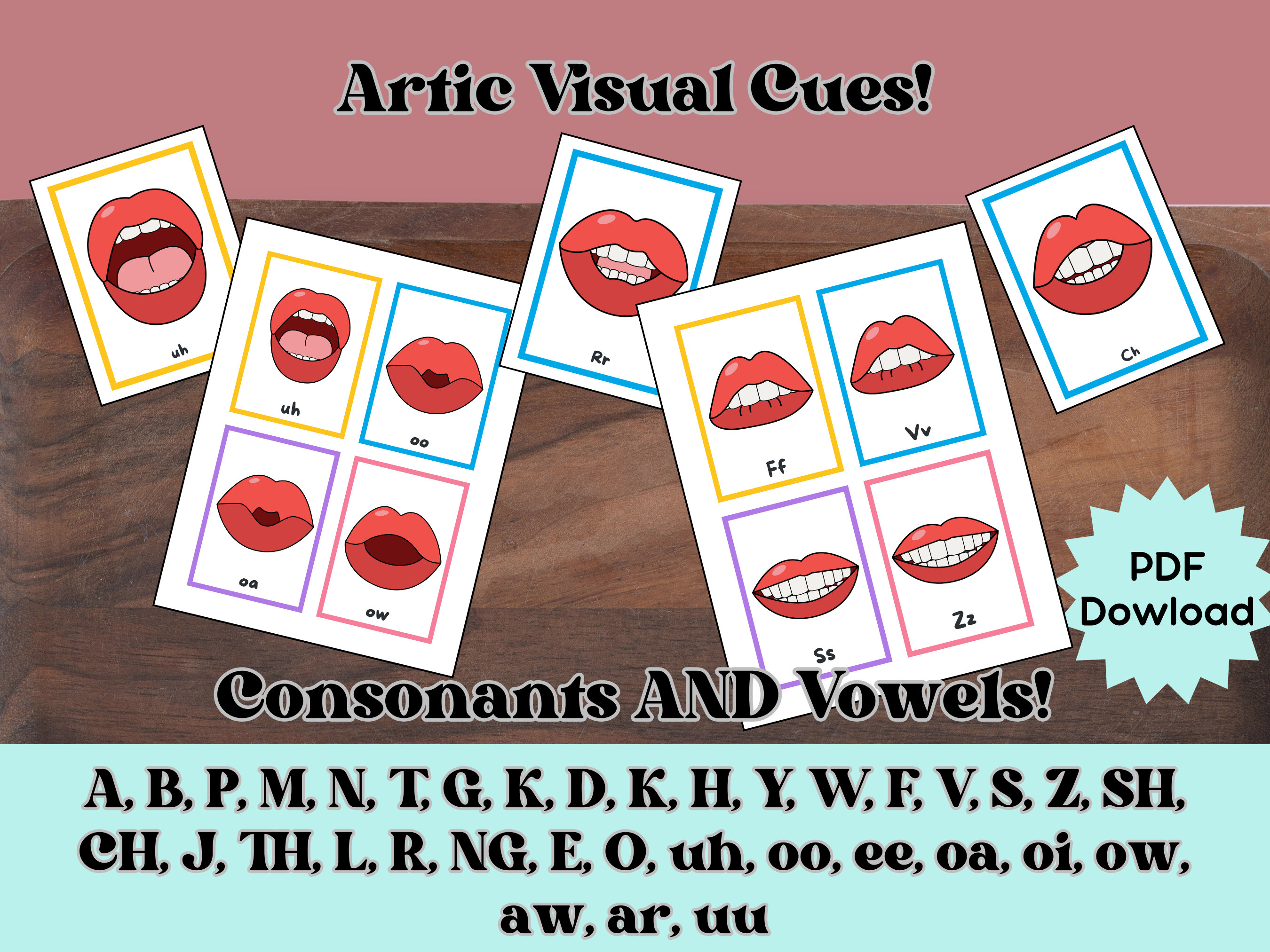 Articulation Cue Cards, Speech Sound Visuals, Mouth Shapes Bundle ...
