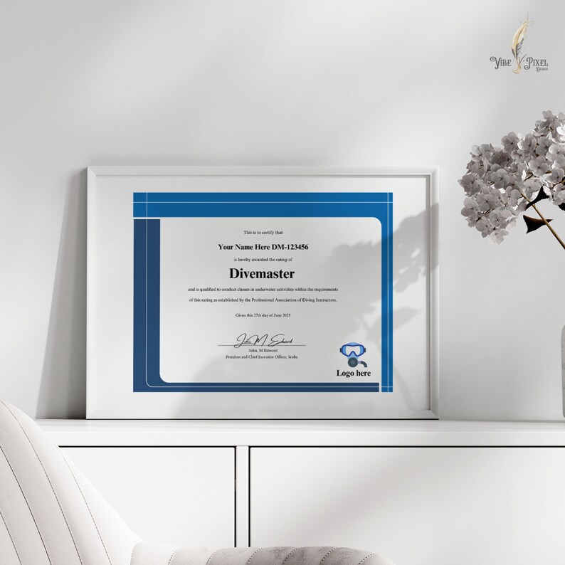 Divemaster GED Certificate of Completion Template, Editable Canva Scuba ...