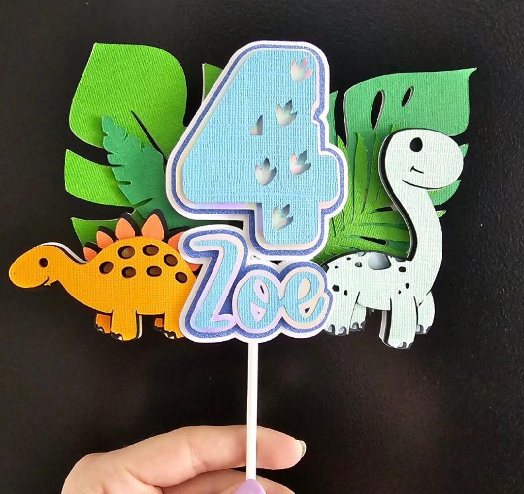 Personalised 3D Cake Topper - Dinosaur Stegasaurus Brontesaurus Jungle ...
